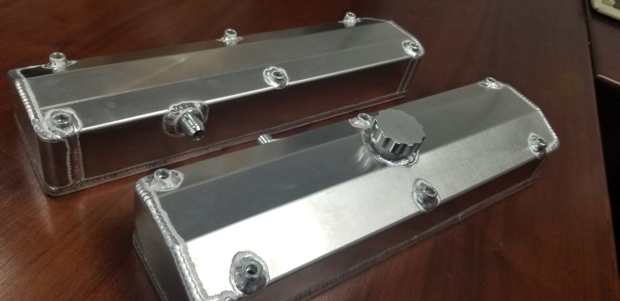 Oldsmobile Aluminum Valve Covers-Billet Rail (with breather baffles and ...